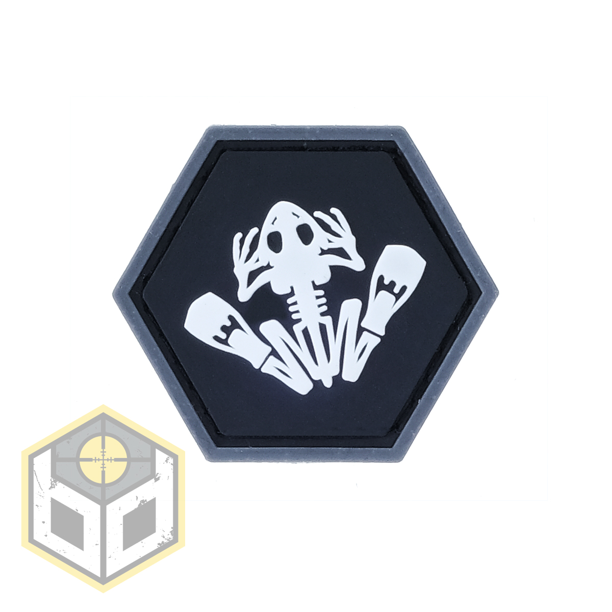 US Navy Seals Skull Frogman White with Flippers Ballistic Hex Patch BH00058