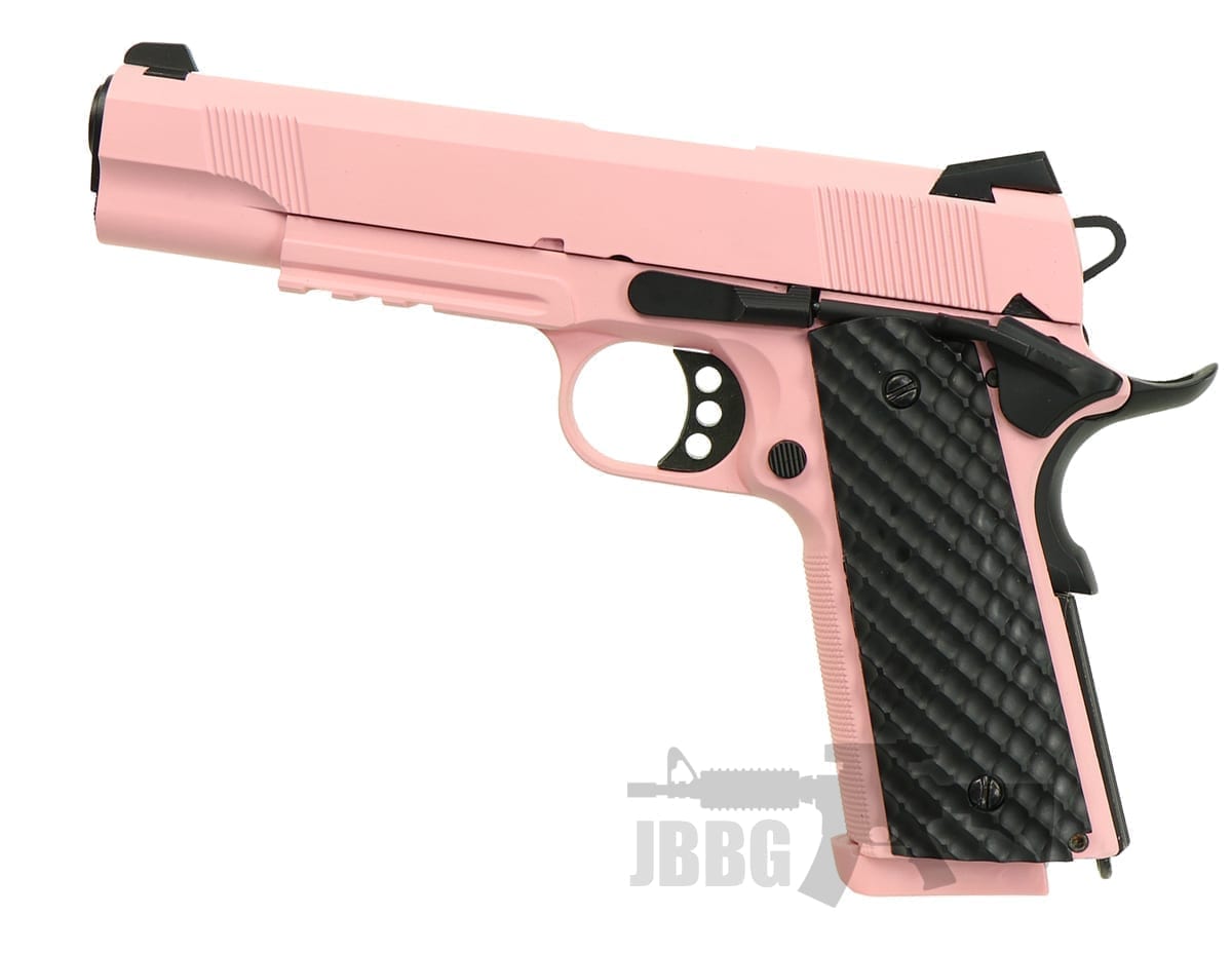Raven Meu 1911 Airsoft GBB Pistol Pink with Rail - Just BB Guns Ireland