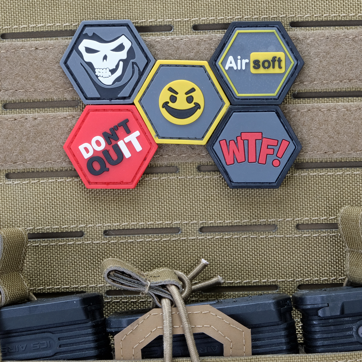 Happy Face Yellow Ballistic Hex Patch BH00017 - Just BB Guns Ireland