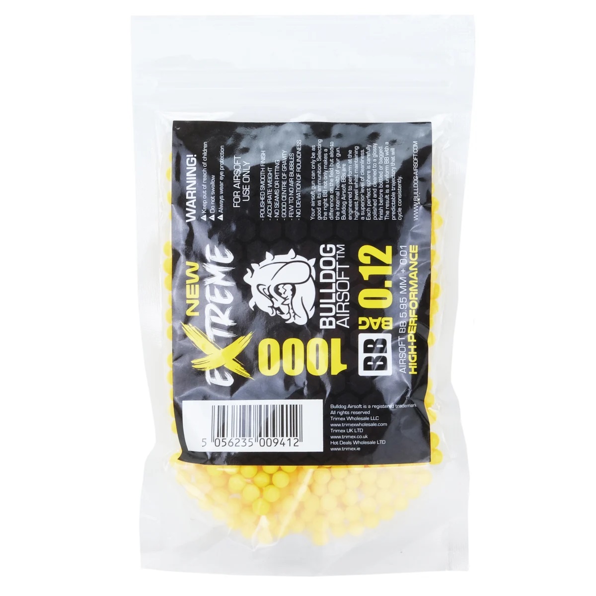 Extreme Bulldog 0.12g Yellow 1000 Airsoft BB Pellets (NEW)