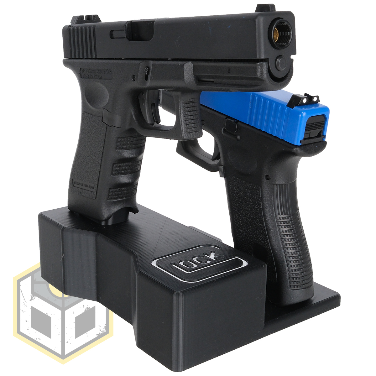 Twin Display Glock Pistol Stand with White Logos - Just BB Guns Ireland