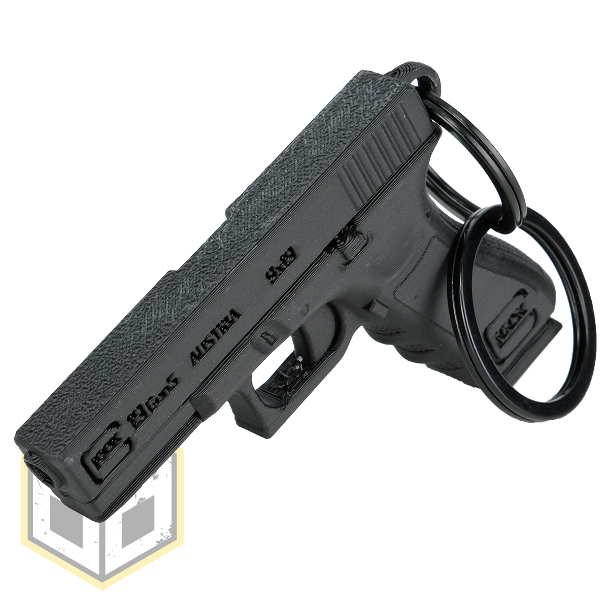 Glock 19 Gen5 Pistol Keyring / Keychain - 3D Printed Black