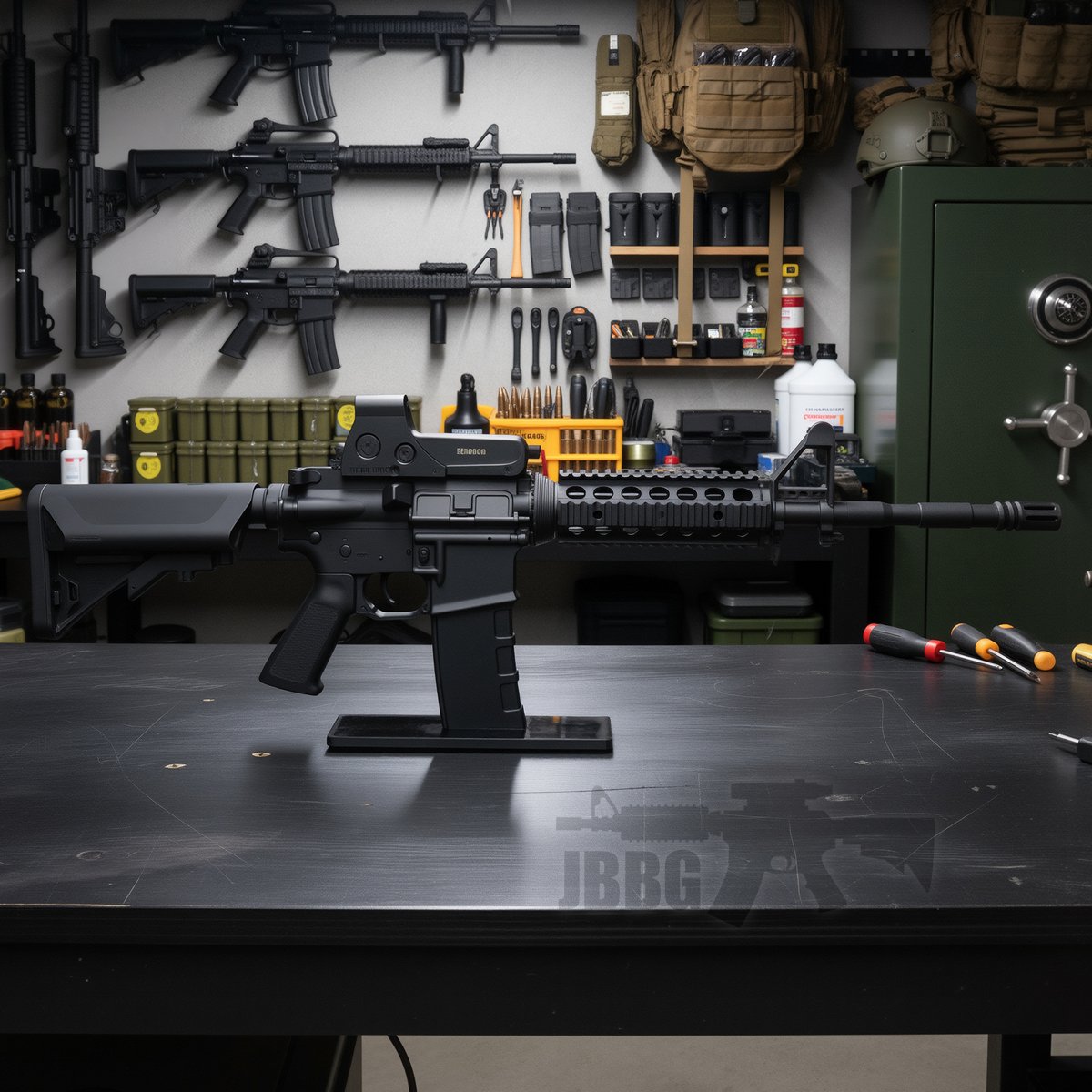 AR Rifle Display Stand Mag Well Style with Glass Base