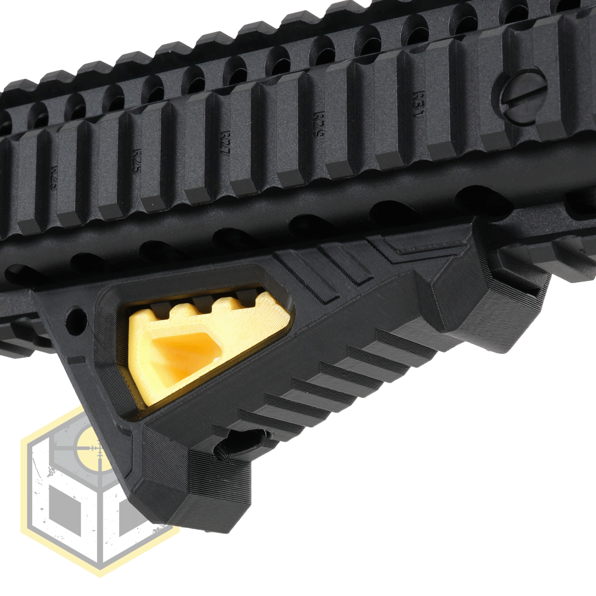 AFG Stubby Picatinny Rail Angled Foregrip Easy Fit Black - Yellow